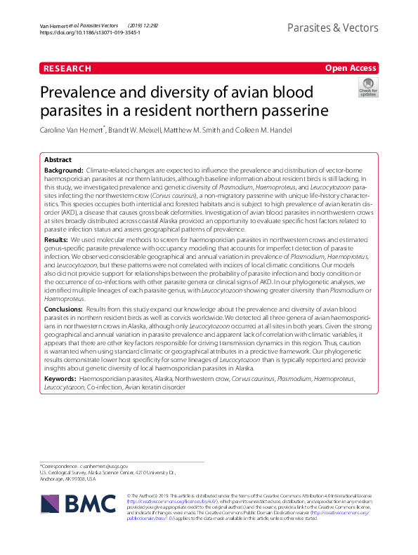 (PDF) Prevalence and diversity of avian blood parasites in a resident ...