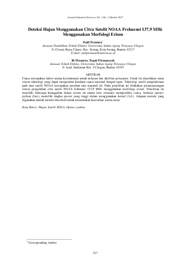 (PDF) Deteksi Hujan Menggunakan Citra Satelit NOAA Frekuensi 137,9 MHz ...