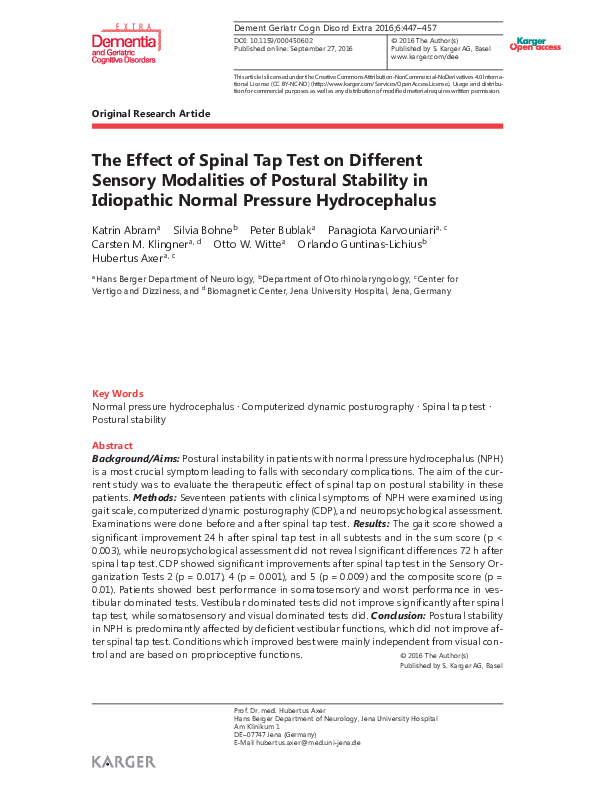 (PDF) The Effect of Spinal Tap Test on Different Sensory Modalities of ...