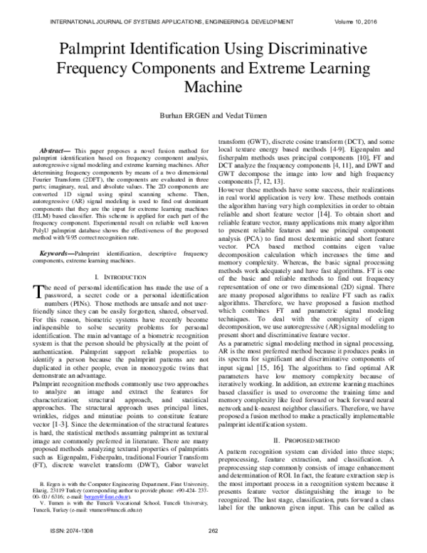 Pdf Palmprint Identification Using Discriminative Frequency