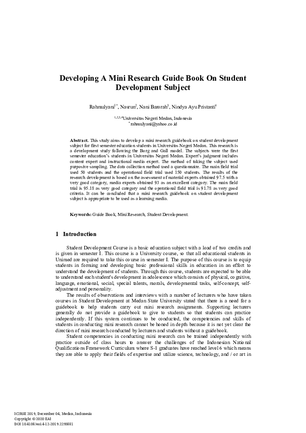 (PDF) Developing A Mini Research Guide Book On Student Development Subject