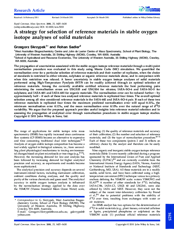 (PDF) A strategy for selection of reference materials in stable oxygen isotope analyses of solid ...