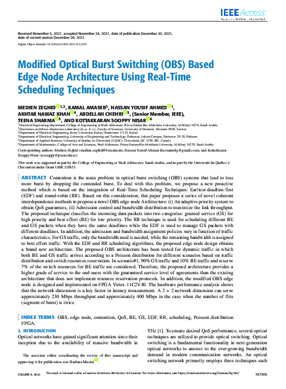 Pdf Modified Optical Burst Switching Obs Based Edge Node Architecture Using Real Time