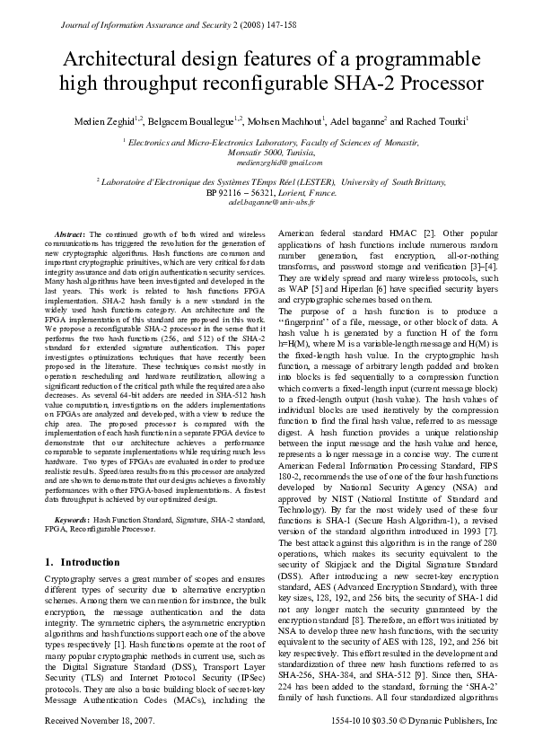 Pdf Architectural Design Features Of A Programmable High Throughput