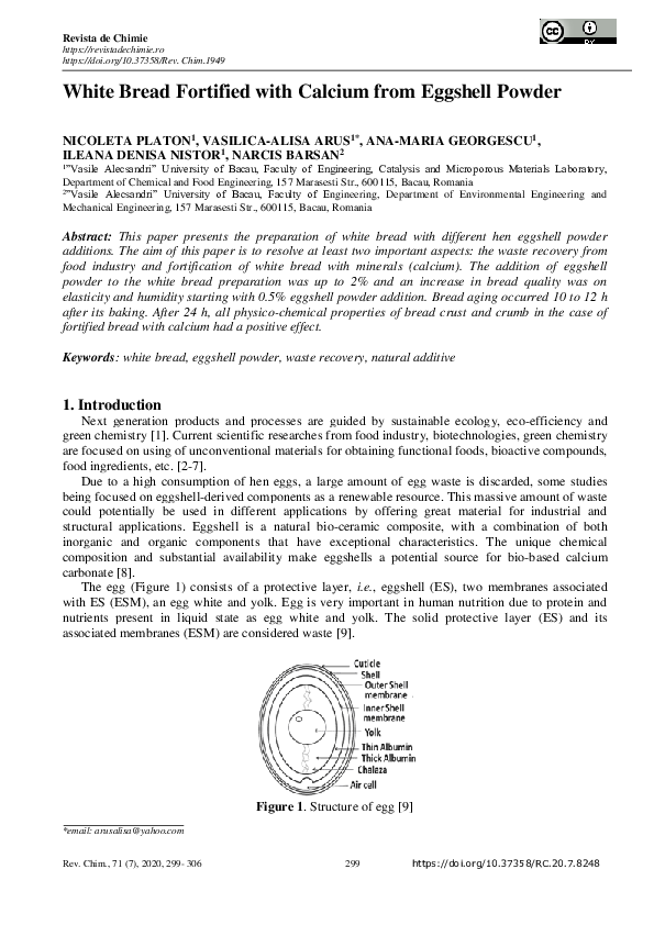 (PDF) White Bread Fortified with Calcium from Eggshell Powder