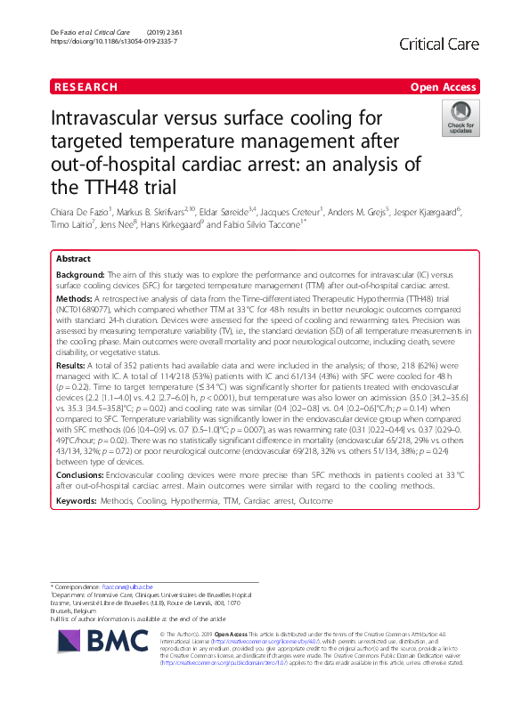 (PDF) Intravascular versus surface cooling for targeted temperature ...
