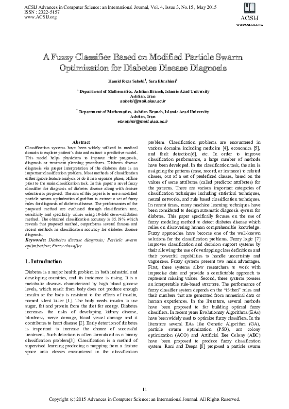 (PDF) A Fuzzy Classifier Based on Modified Particle Swarm Optimization ... (PDF) A Fuzzy Classifier Based on Modified Particle Swarm Optimization ...