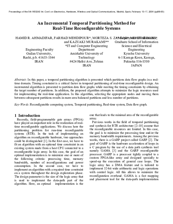 Pdf An Incremental Temporal Partitioning Method For Real Time