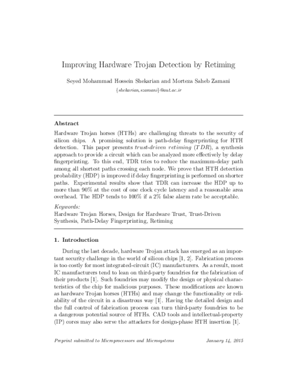 (PDF) Improving Hardware Trojan Detection by Retiming
