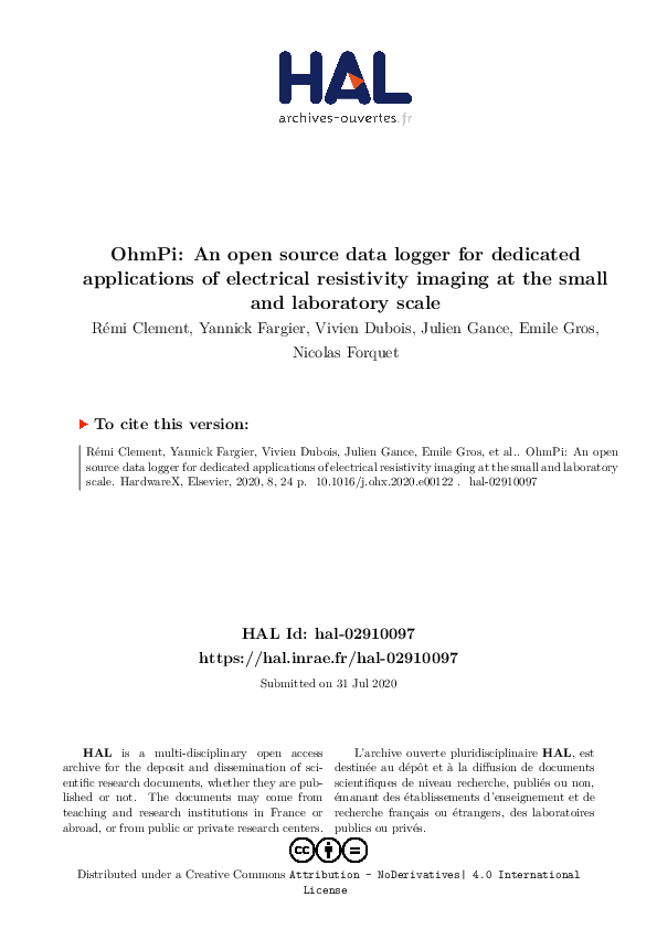 (PDF) OhmPi: An open source data logger for dedicated applications of ...