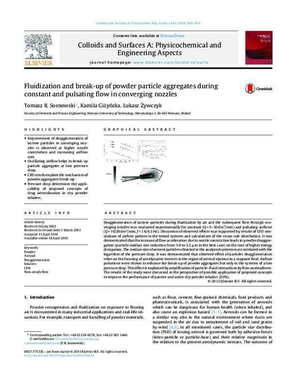 (PDF) Fluidization and break-up of powder particle aggregates during ...