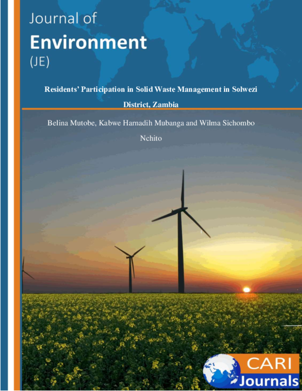 (PDF) Residents' Participation in Solid Waste Management in Solwezi ...