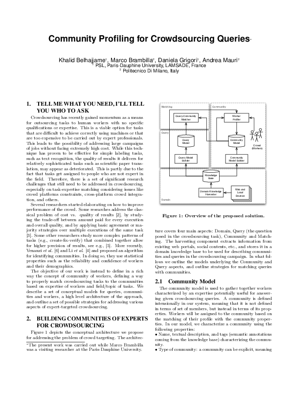 (PDF) Community Profiling for Crowdsourcing Queries