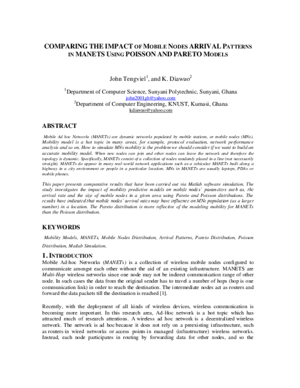 (PDF) Comparing the Impact of Mobile Nodes Arrival Patterns in Manets ...