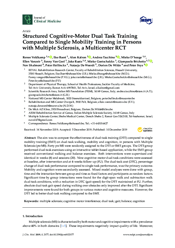 (PDF) Structured Cognitive-Motor Dual Task Training Compared to Single ...