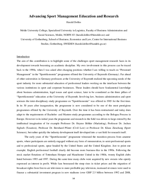 (PDF) Advancing Sport Management Education and Research (「スポーツと社会」研究の諸相)