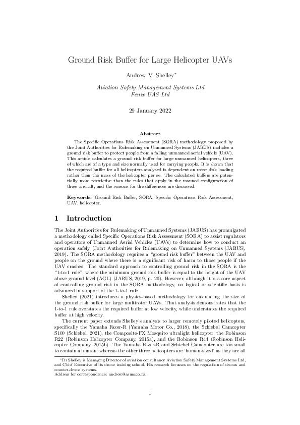 (PDF) Ground Risk Buffer for Large Helicopter UAVs