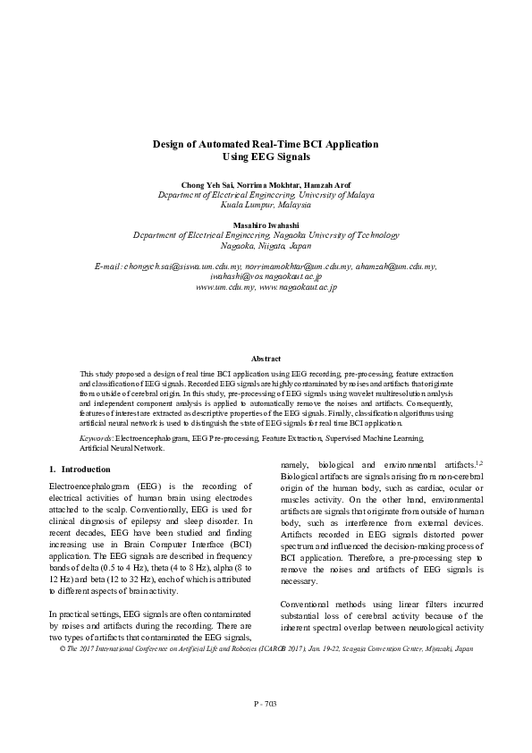 (PDF) Design of Automated Real-Time BCI Application Using EEG Signals