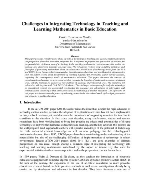 (PDF) Challenges in Integrating Technology in Teaching and Learning ...