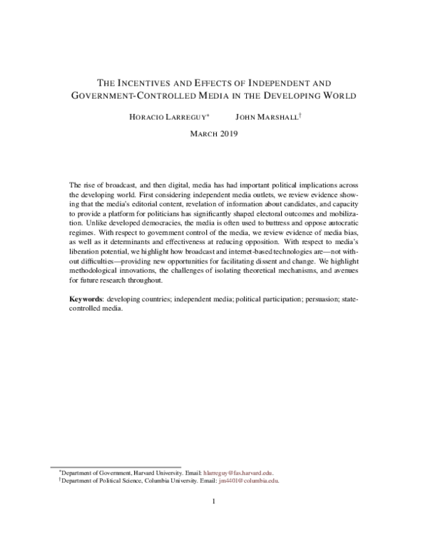 (PDF) Government-Controlled Media in the Developing World