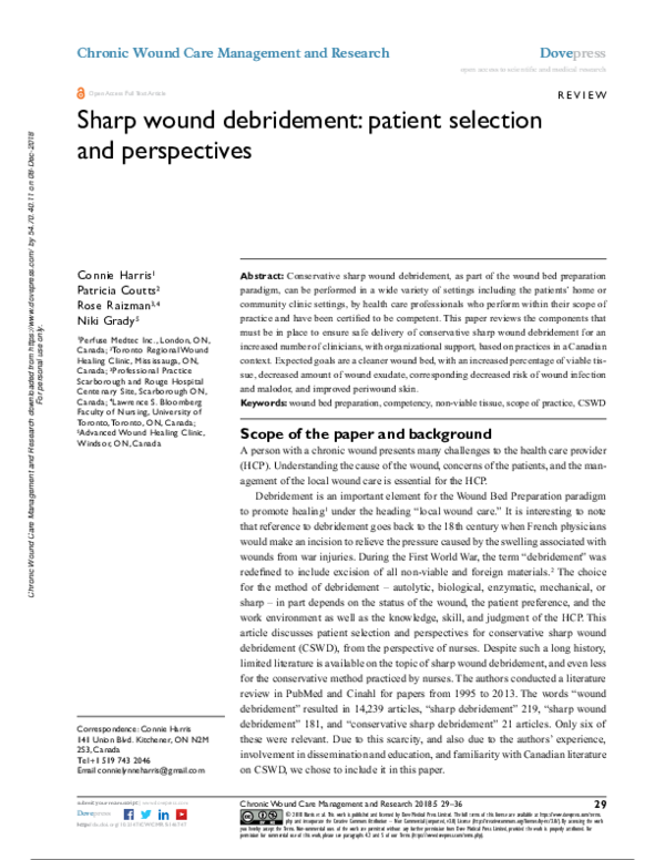 (PDF) Sharp wound debridement: patient selection and perspectives