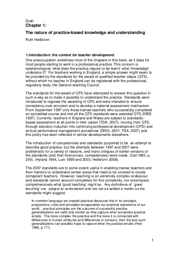 (PDF) The nature of practice-based knowledge and understanding
