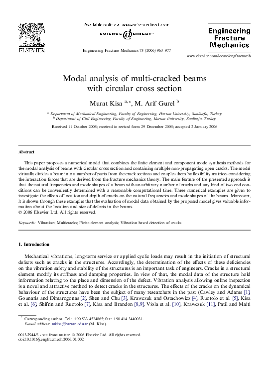(PDF) Modal analysis of multi-cracked beams with circular cross section