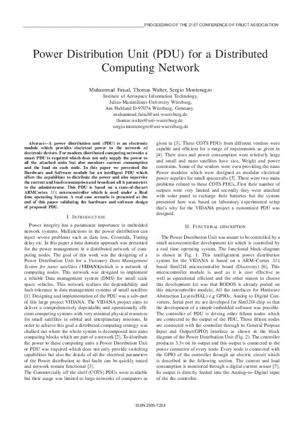 (PDF) Power distribution unit (PDU) for a distributed computing network
