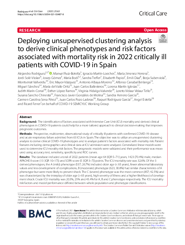 (PDF) Deploying unsupervised clustering analysis to derive clinical phenotypes and risk factors ...