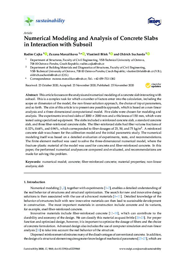 (PDF) Numerical Modeling and Analysis of Concrete Slabs in Interaction with Subsoil