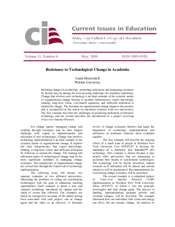 (PDF) Resistance to Technological Change in Academia