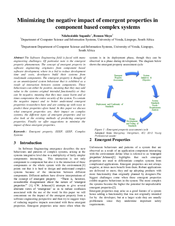 (PDF) Minimizing the negative impact of emergent properties in ...