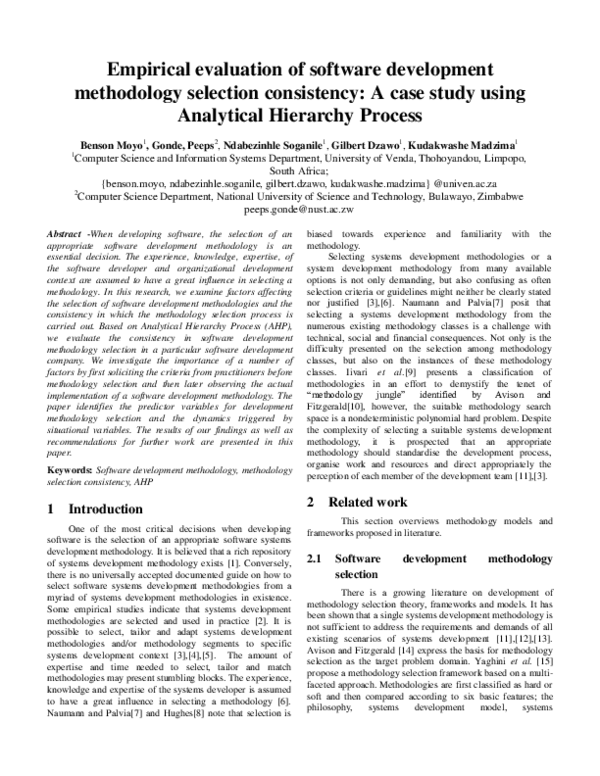 (PDF) Empirical evaluation of software development methodology ...