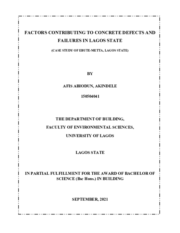 (PDF) FACTORS CONTRIBUTING TO CONCRETE DEFECTS AND FAILURES