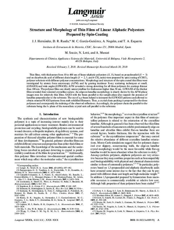 (PDF) Structure and Morphology of Thin Films of Linear Aliphatic ...