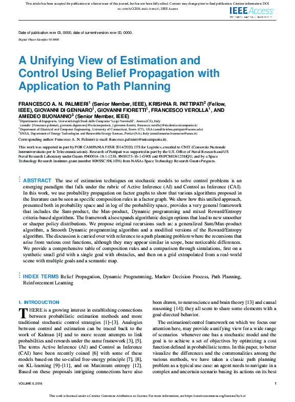 Pdf A Unifying View Of Estimation And Control Using Belief Propagation With Application To