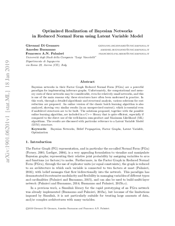 (PDF) Optimized Realization of Bayesian Networks in Reduced Normal Form using Latent Variable Model