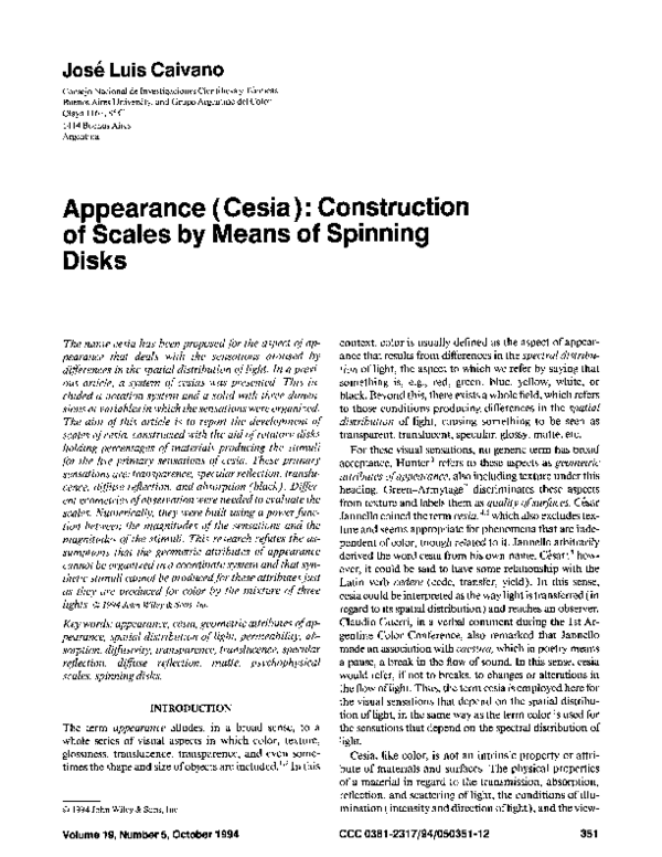 (PDF) Appearance [Cesia]: Construction of scales by means of spinning disks