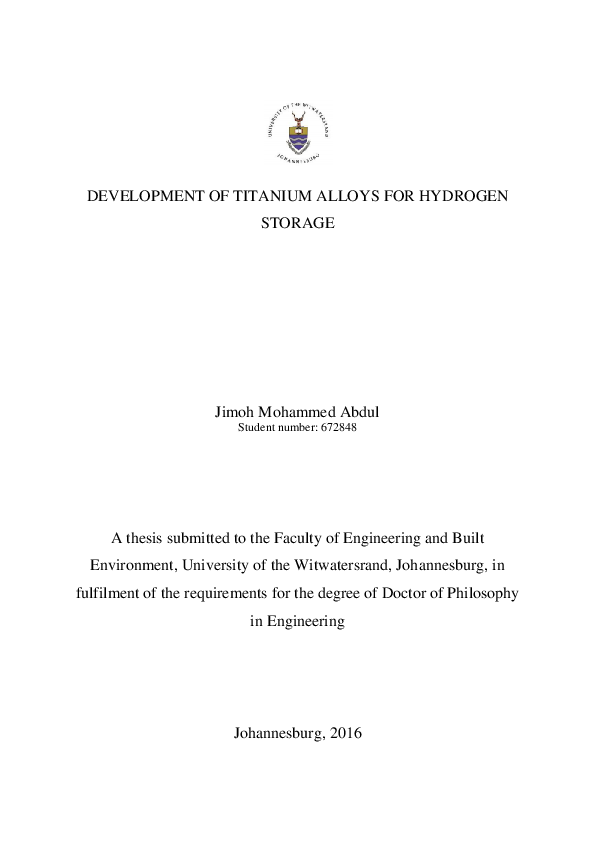 (PDF) Development of titanium alloys for hydrogen storage