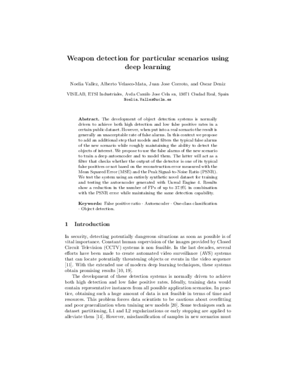 (PDF) Weapon Detection for Particular Scenarios Using Deep Learning