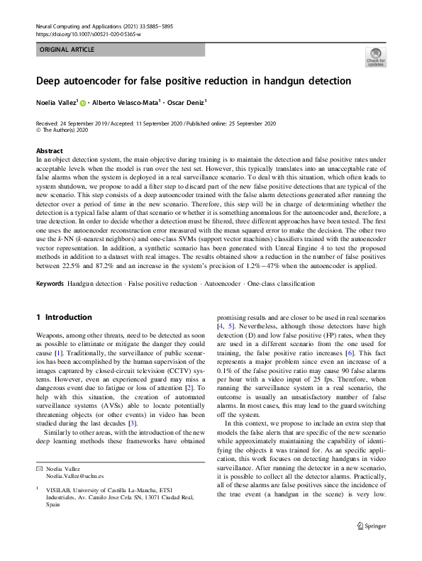 Pdf Deep Autoencoder For False Positive Reduction In Handgun Detection