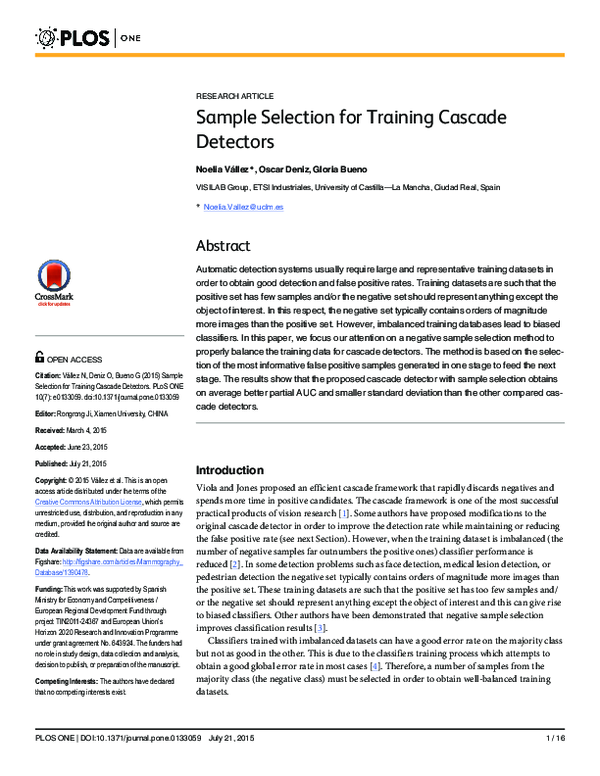 (PDF) Sample Selection for Training Cascade Detectors