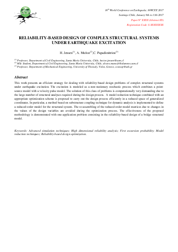 (PDF) Reliability-Based Design of Complex Structural Systems Under Earthquake Excitation