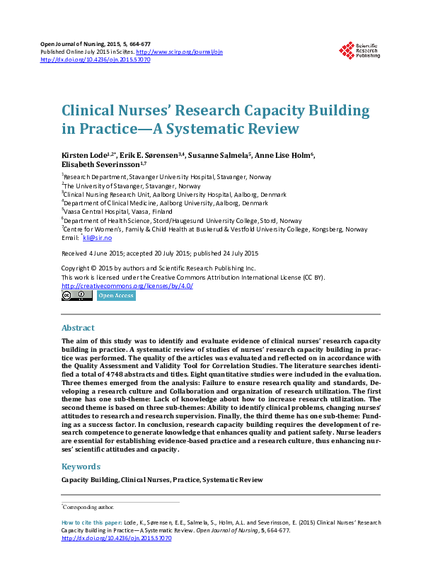 (PDF) Clinical Nurses’ Research Capacity Building in Practice—A ...
