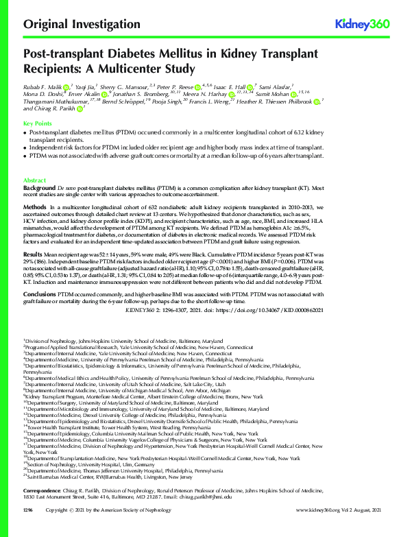 (PDF) Post-Transplant Diabetes Mellitus in Kidney Transplant Recipients ...