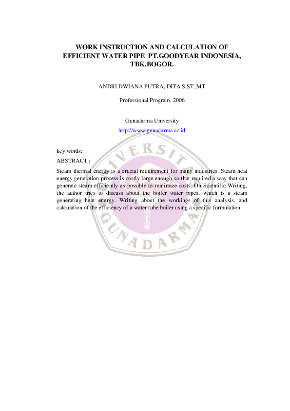 (PDF) Work Instruction and Calculation of Efficient Water Pipe Pt ...