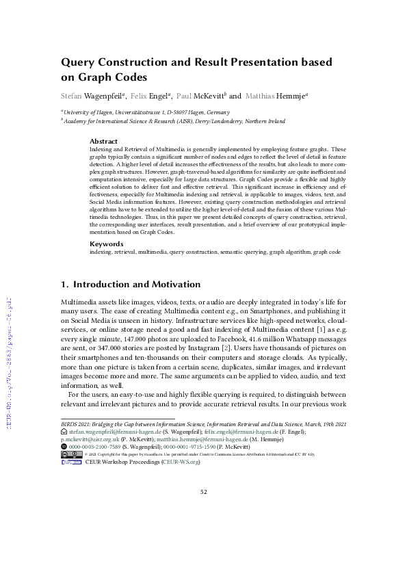 (PDF) Query Construction and Result Presentation based on Graph Codes