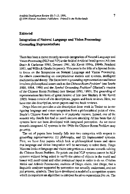 (PDF) Integration of Natural Language and Vision Processing: Grounding ...
