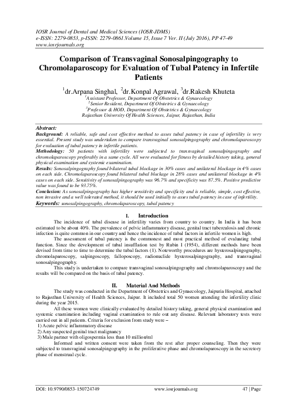 (PDF) Comparison of Transvaginal Sonosalpingography to ...