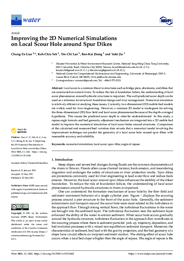 (PDF) Improving the 2D Numerical Simulations on Local Scour Hole around Spur Dikes